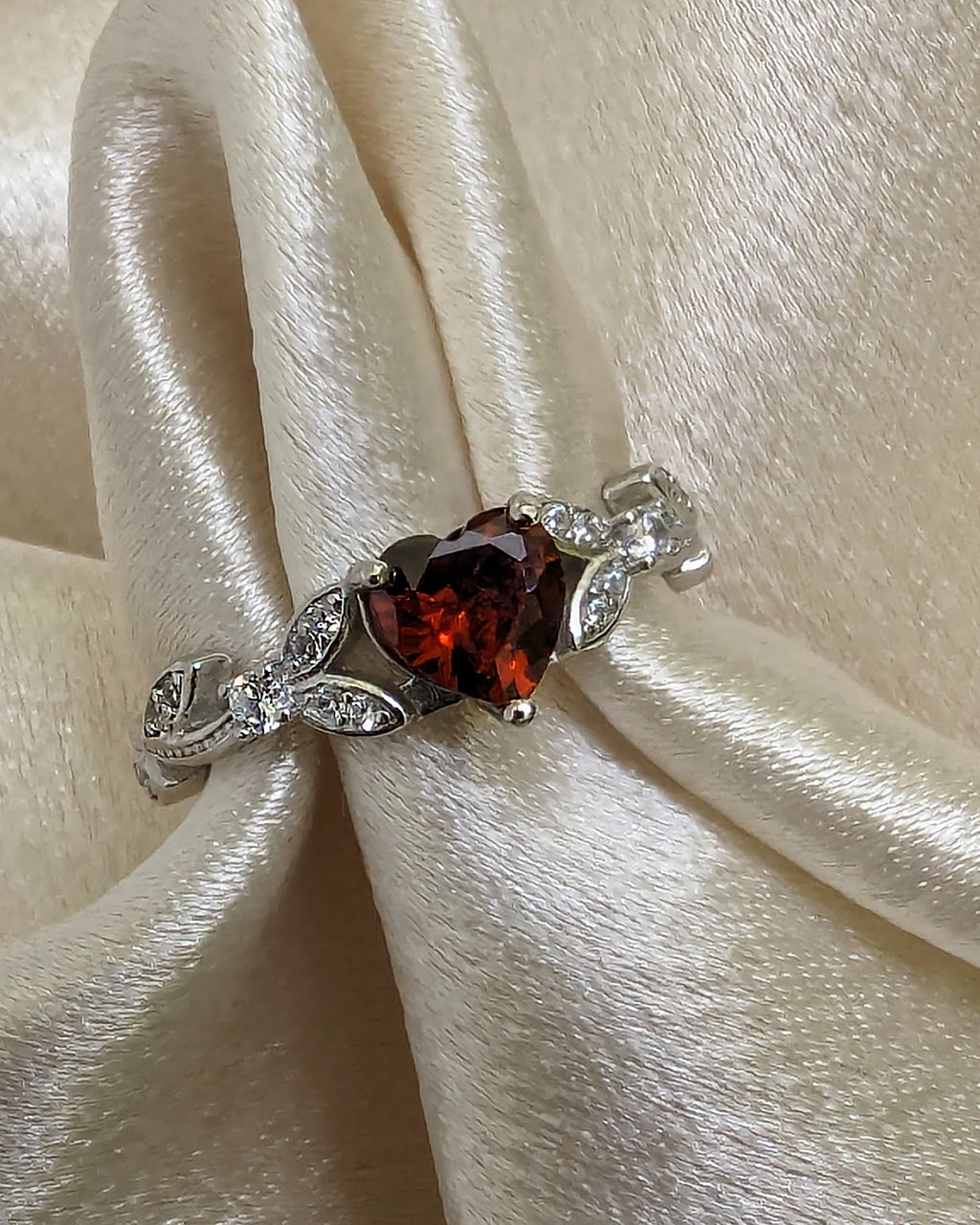 garnet ring heart