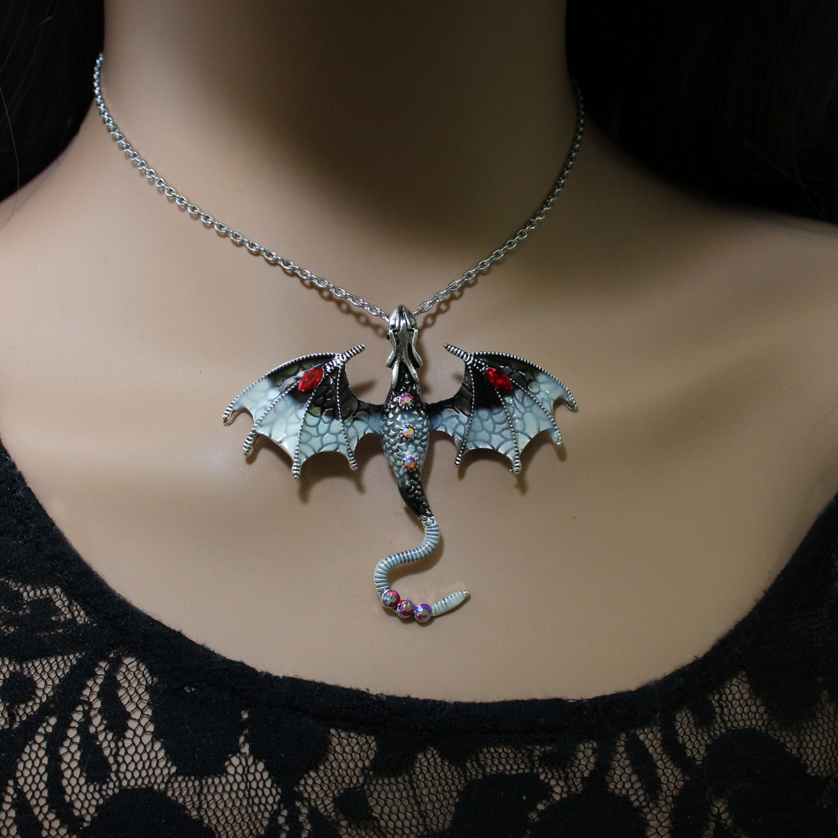Dragon Necklace Brooch, Dragon Jewelry, Fantasy Jewelry