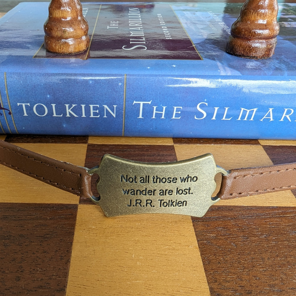 The Lord of the Rings Bracelet with leather strap, LOTR Jewelry, J.R.R