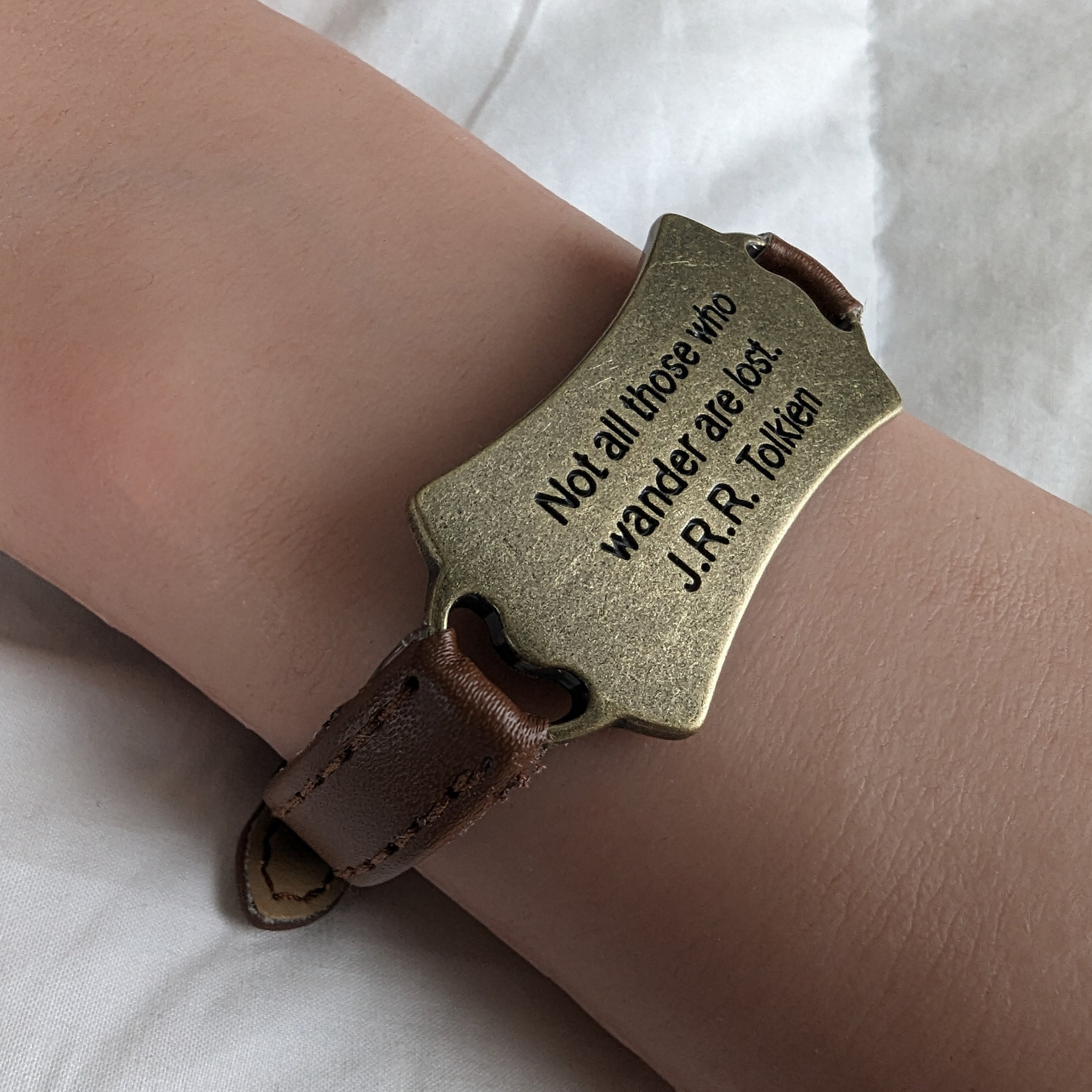 The Lord of the Rings Bracelet with leather strap, LOTR Jewelry, J.R.R