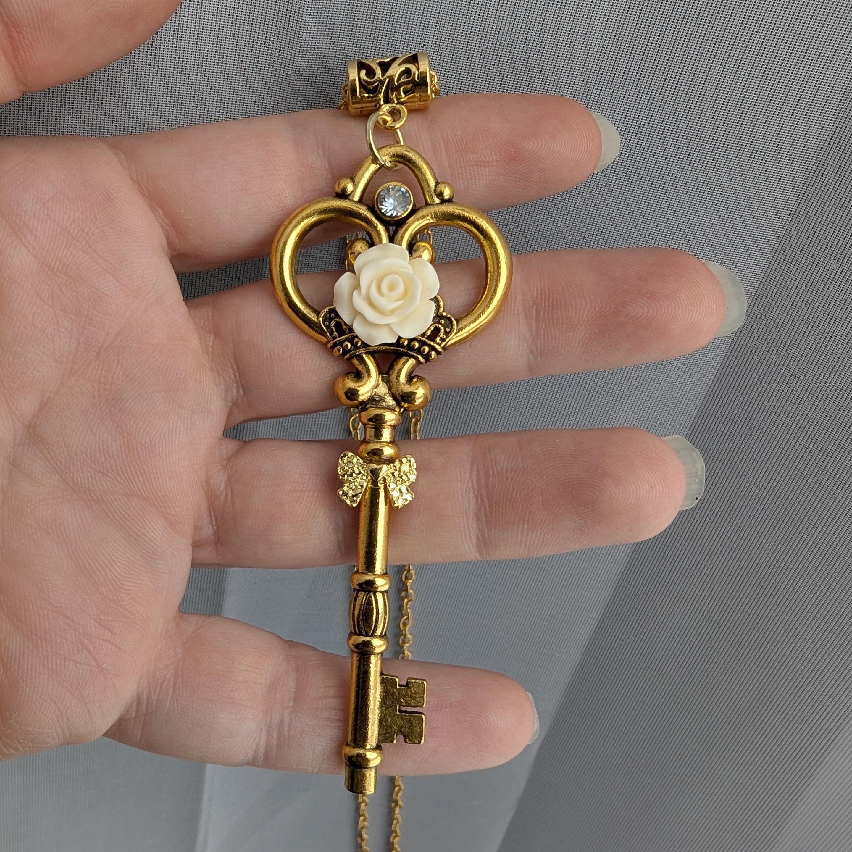 Gold Toned Fairy Tale Skeleton Key Necklace Featured in the Fantasy Bo